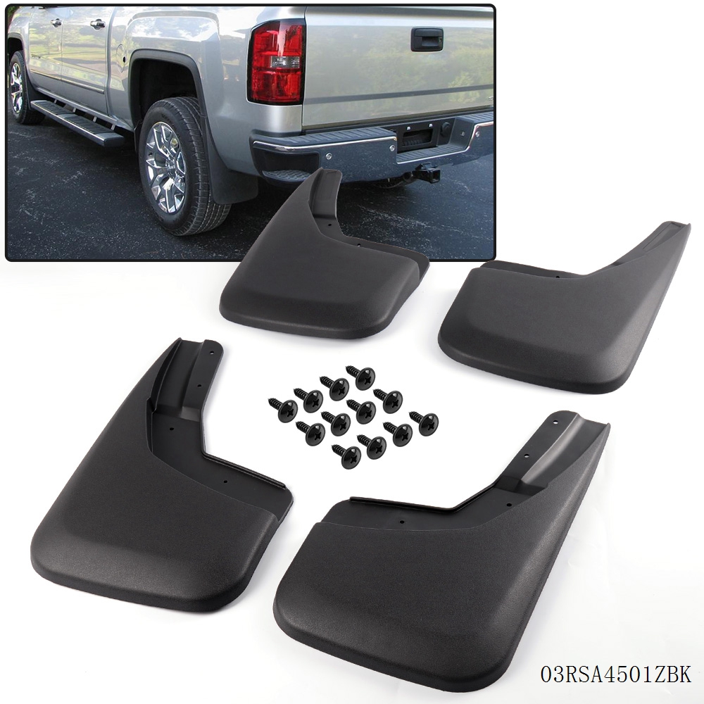 4 Piece For 2014 - 2018 Silverado Mud Guards Splash Guards Molded Front ...